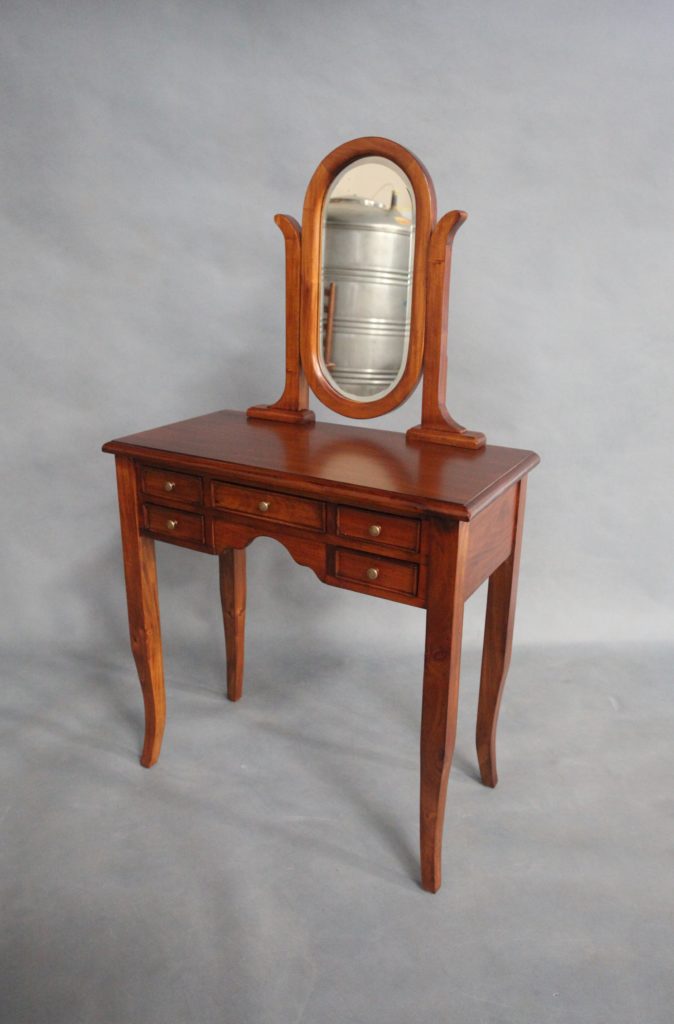 Solid Mahogany Wood Small Dressing Table & Mirror with 5 Drawers ...