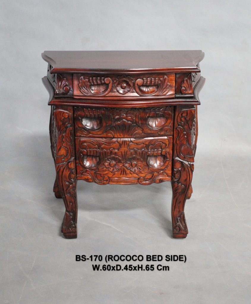 Mahogany Wood 3 Drawers Rococo Bedside Table / PRE-ORDER | Turendav ...