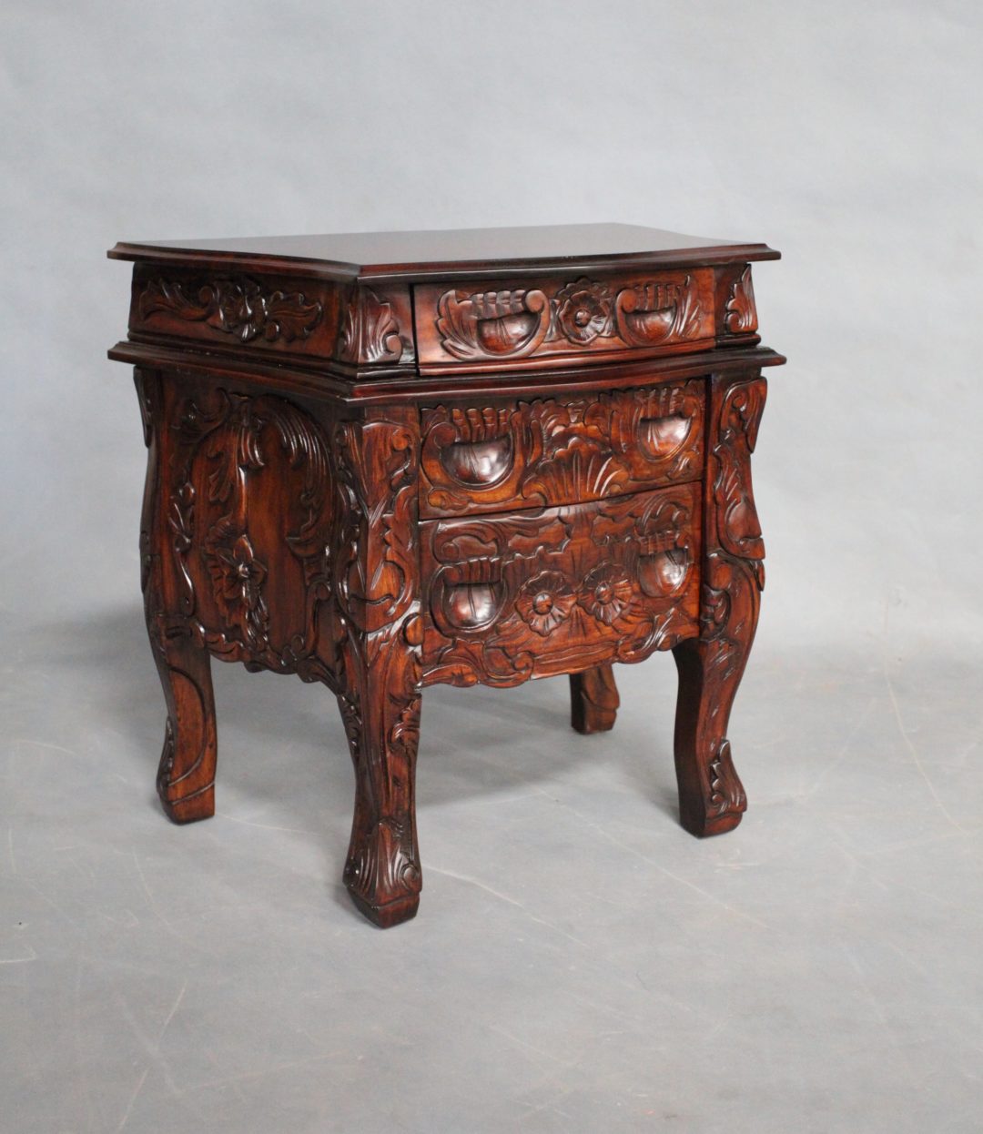 Mahogany Wood 3 Drawers Rococo Bedside Table / PRE-ORDER | Turendav ...
